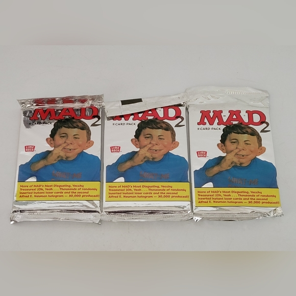 Games | Lot Of 3 Vintage Sealed 1992 Mad 2 Iicard Packs 1 Alfred E ...